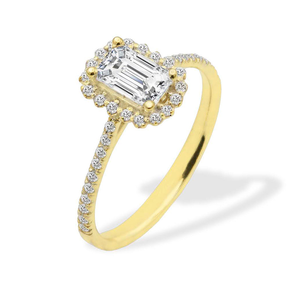 Inel de logodna Infinite Love din aur cu diamant emerald cut de 0.50 c ...